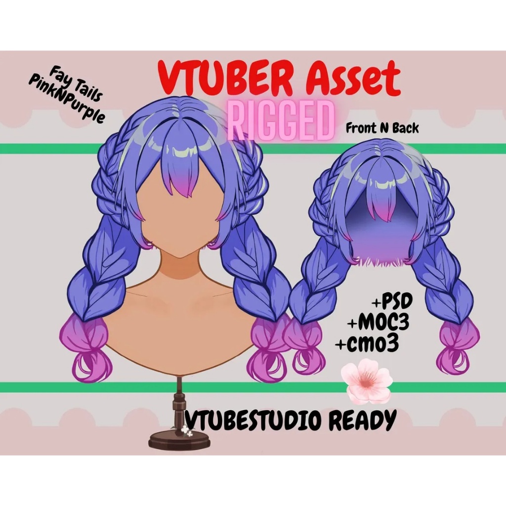 Jual Vtuber / Live2d Assets - Twintail Mix Purple Pink | Shopee Indonesia