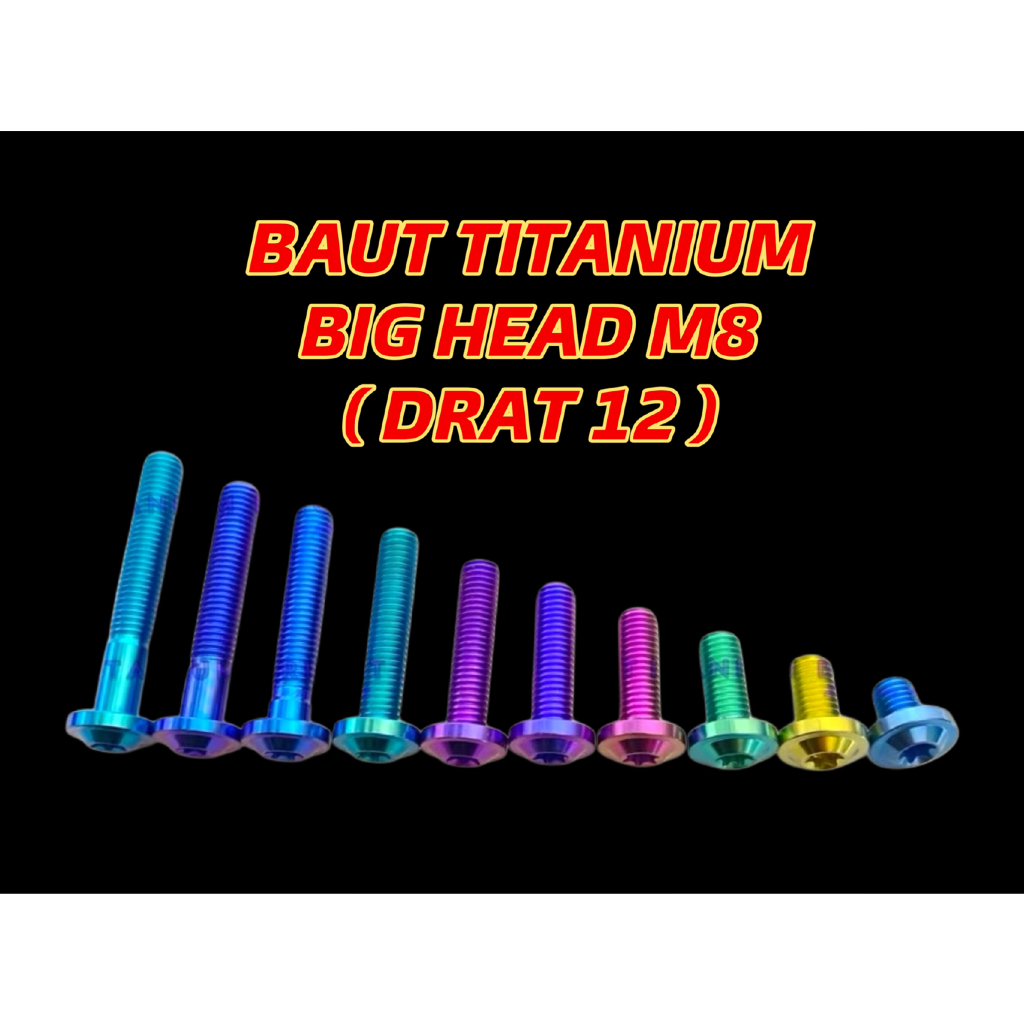 Jual TITANIUM BAUT BIG HEAD M8 DRAT 12 PROBOLT TITANIUM | Shopee Indonesia