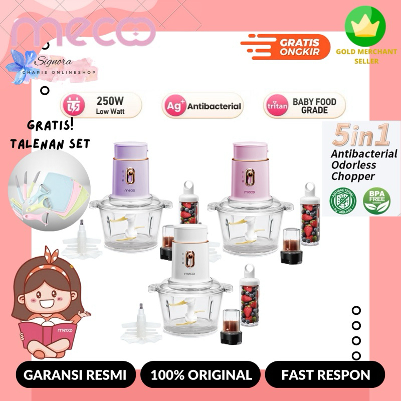 Jual [GRATIS ASURANSI!] MECOO | 5 in 1 Glass Bowl Chopper Antibacterial ...