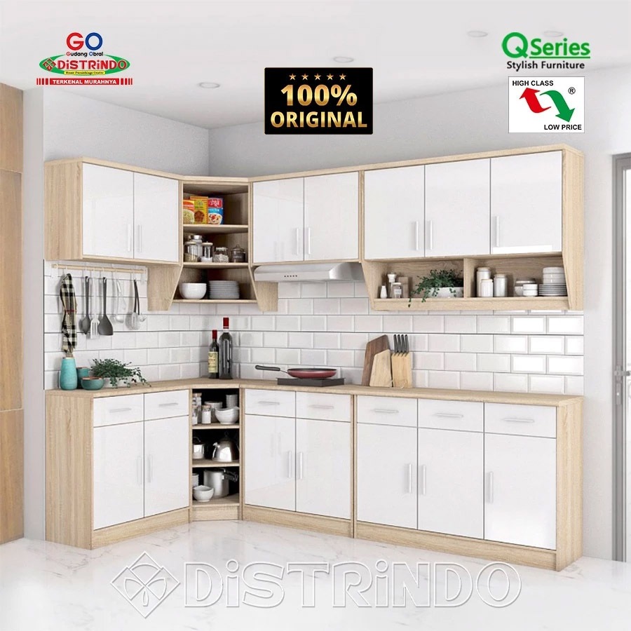 Jual Distrindo - Lemari Dapur / Kitchen set PUTIH Tebal 15mm Laci Pakai ...