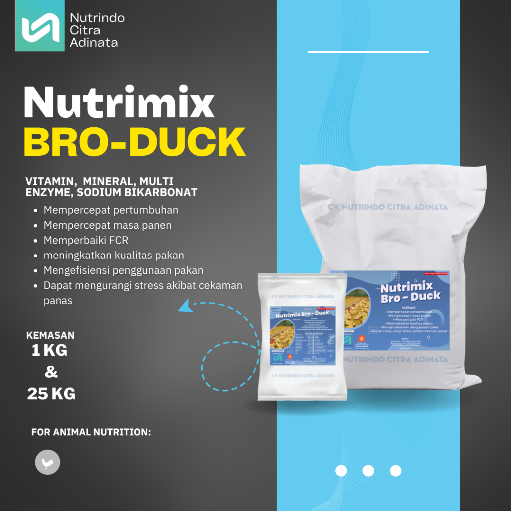Jual NUTRIMIX BRO DUCK - SUPPLEMENT PEMACU PERTUMBUHAN - PREMIX AYAM ... Jual NUTRIMIX BRO DUCK - SUPPLEMENT PEMACU PERTUMBUHAN - PREMIX AYAM ...