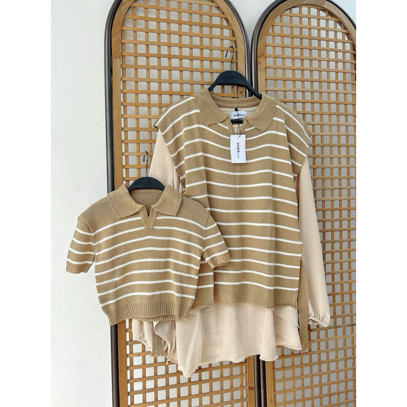 Jual KnitTY - Baju Knit Couple Anak Dan Ibu Strip Knit Vest Mom Boy ...