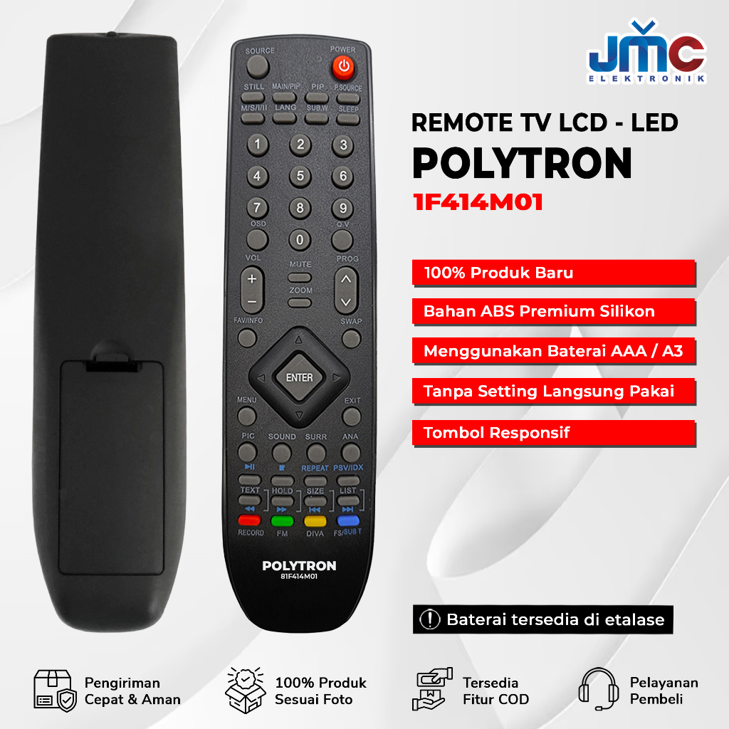 Jual REMOTE TV LCD LED POLYTRON TABUNG LCD LED 81F414M01 | Shopee Indonesia