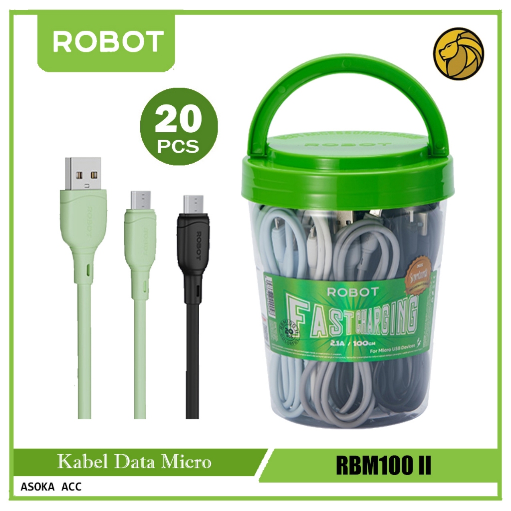 Jual (1 Toples) Robot RBM100 II Kabel Data Fast Charging 2,1A isi 20 Pcs Gratis Toples | Shopee ...