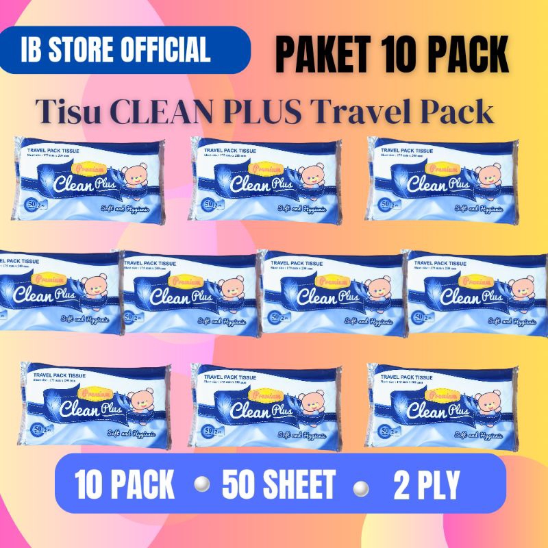 Jual ( PAKET 10 PCS ) Tissue CLEAN PLUS TRAVEL PACK clean plus Tisu ...