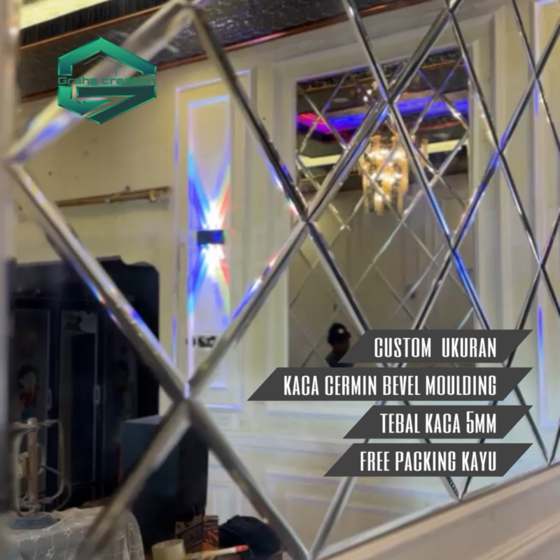 Jual CUSTOM wajik kaca cermin asli bevel moulding kaca cermin dinding ...