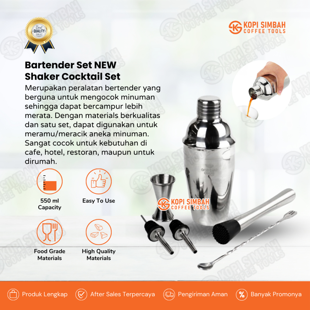 Jual Bartender Set Kit Shaker Stainless Steel Paket Alat Cocktail ...