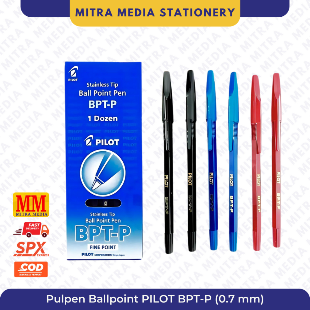 Jual BOLPOIN PILOT BPTP HITAM BIRU MERAH (PCS) / Pulpen-Pena Pilot BPT ...
