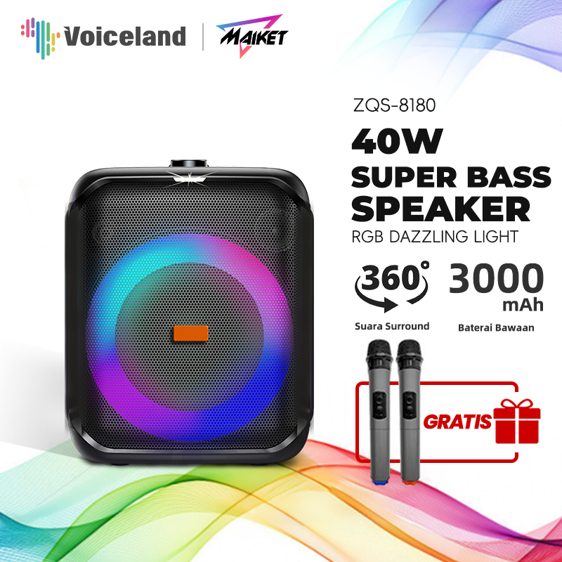 Jual Maiket Speaker Bluetooth Karaoke With 2 Free Wireless Microphone 8 ...