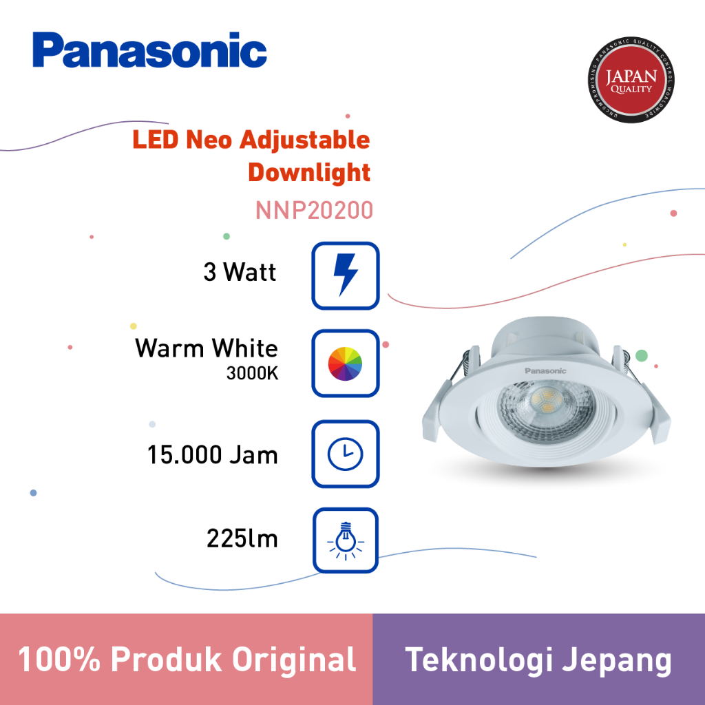 Jual Panasonic Lampu Downlight LED Neo Adjustable Dia 75 3W 3000K ...