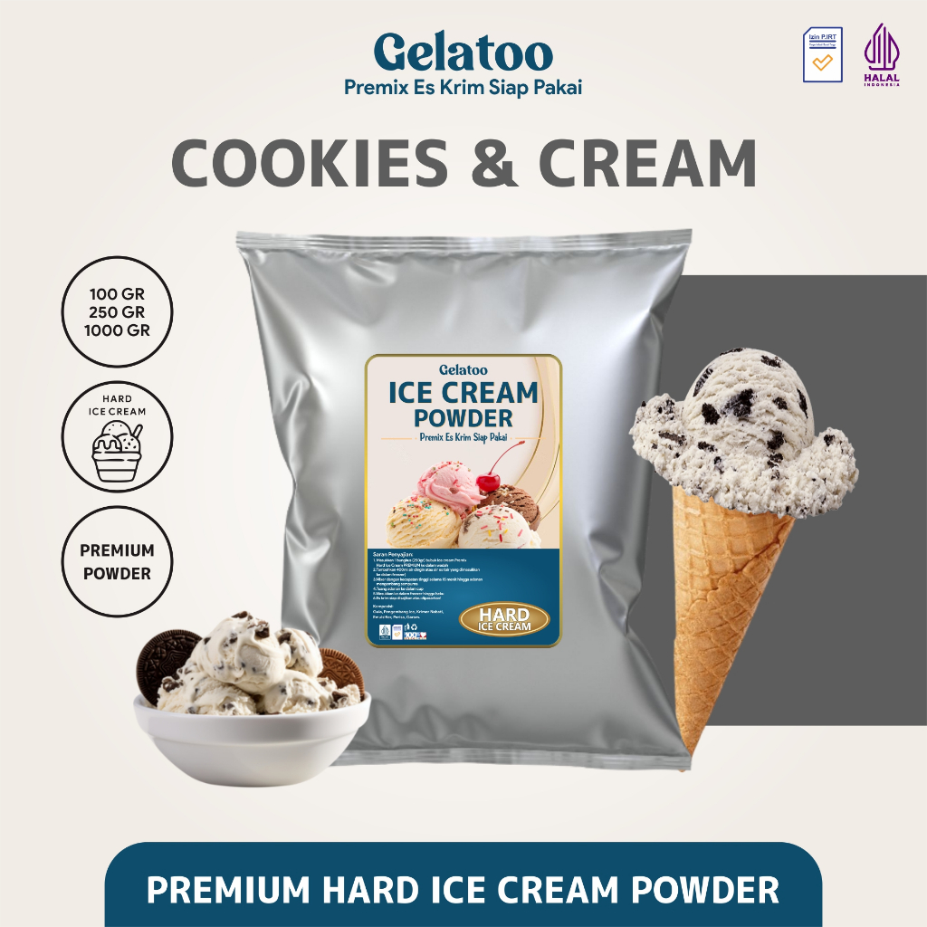Jual Bubuk Es Krim Hard Ice Cream Powder Premium Rasa Cookies Cream ...