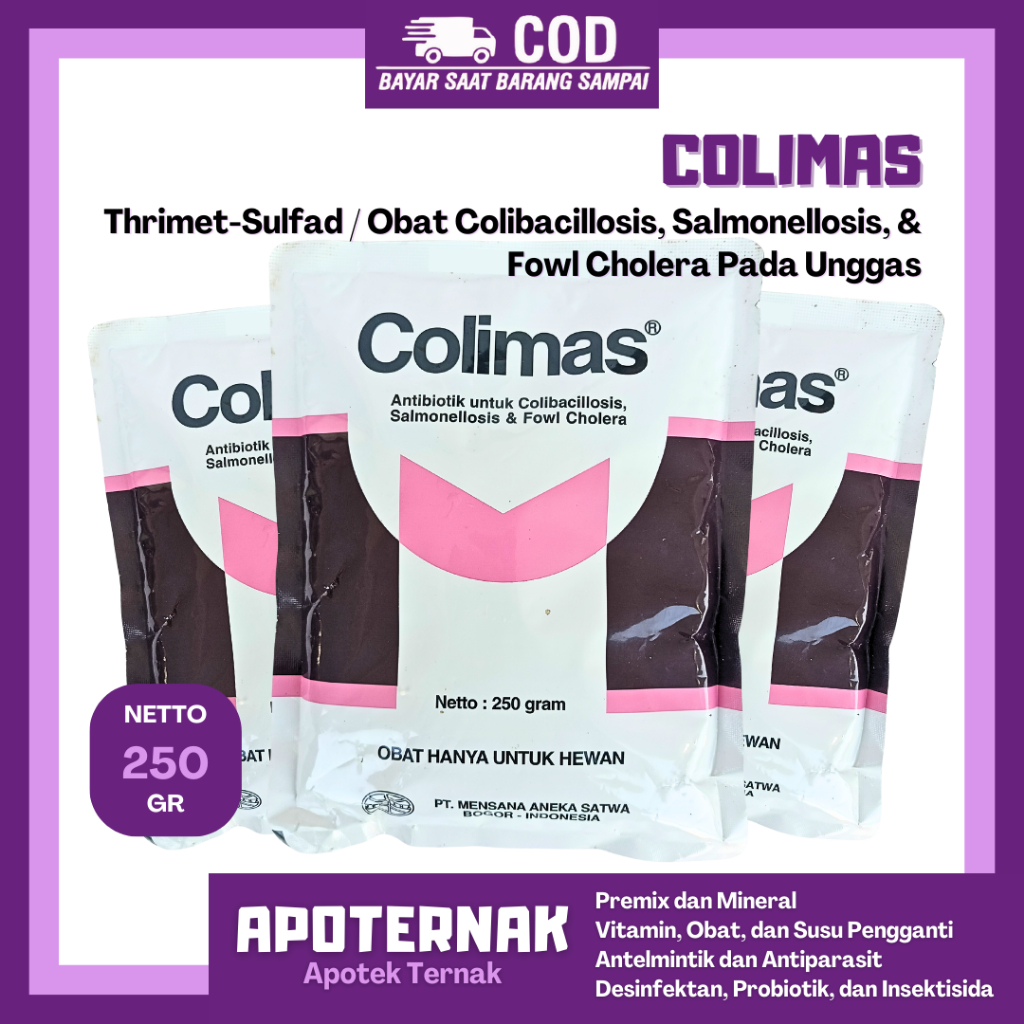 Jual COLIMAS 250 GRAM MENSANA - Obat Collibacciolosis Berak Hijau E ...