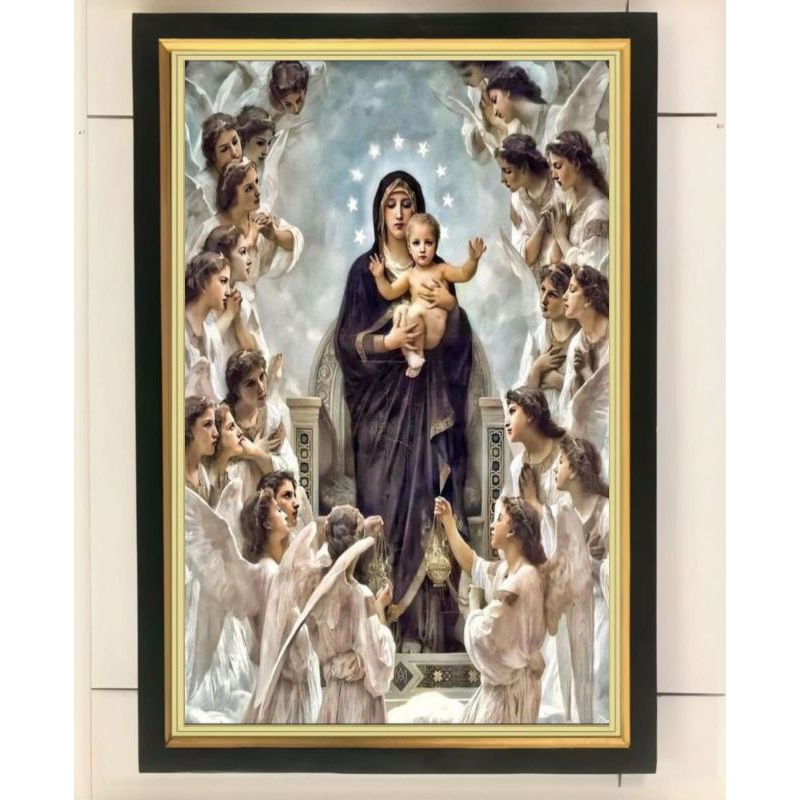 Jual hiasan dinding poster bunda maria plus bingkai ukuran 53*35 ...