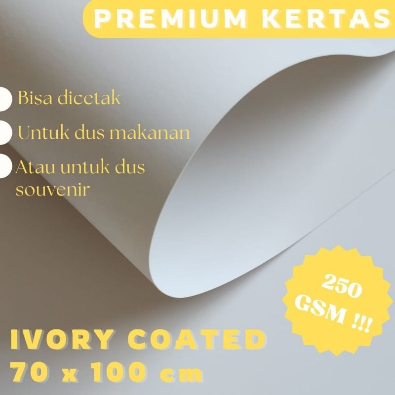 Jual (5 lembar) KERTAS IVORY COATED UKURAN 70 X 100 CM, 250 GSM, KERTAS ...