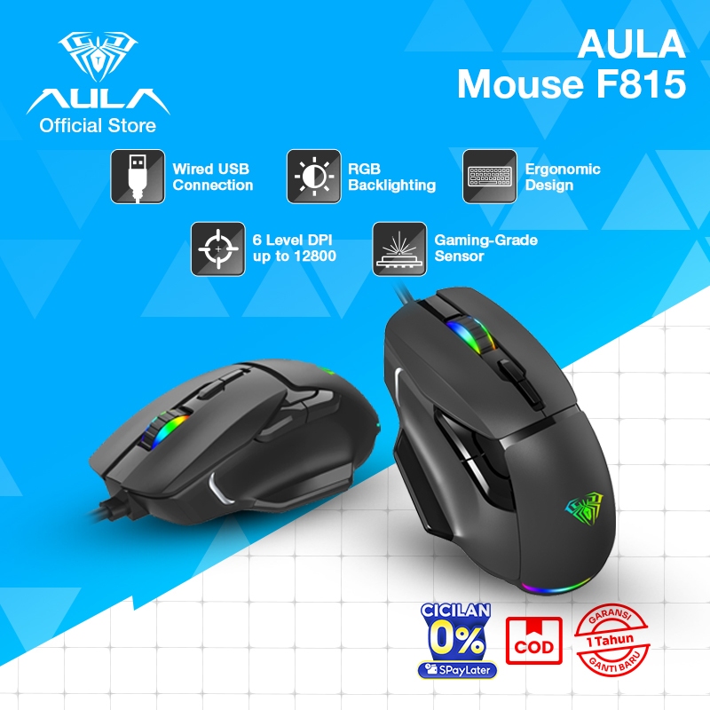 Jual AULA Mouse Gaming Wired Mouse Gaming Kabel F815 RGB 13 Backlit ...