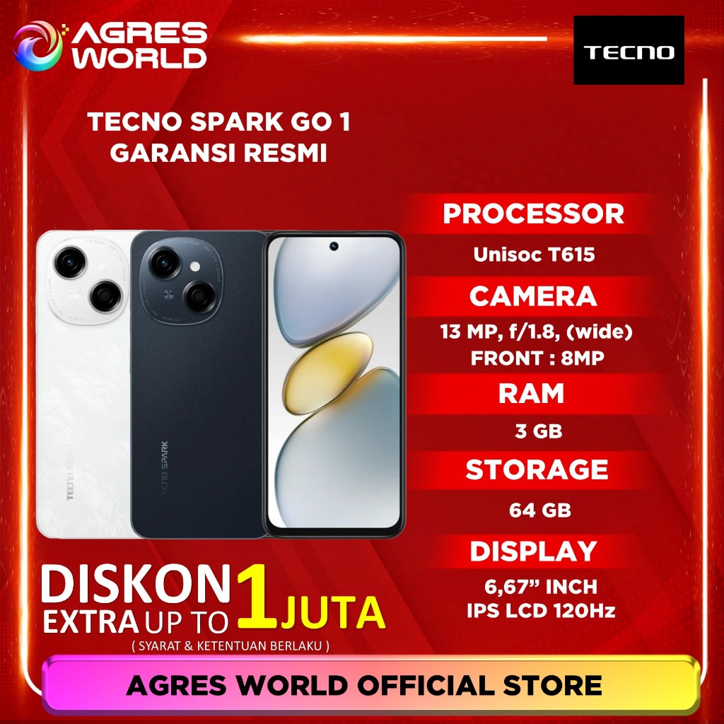 Jual TECNO SPARK GO1 – 3GB + 64GB, 120Hz Display, 4.5G Fast Network ...