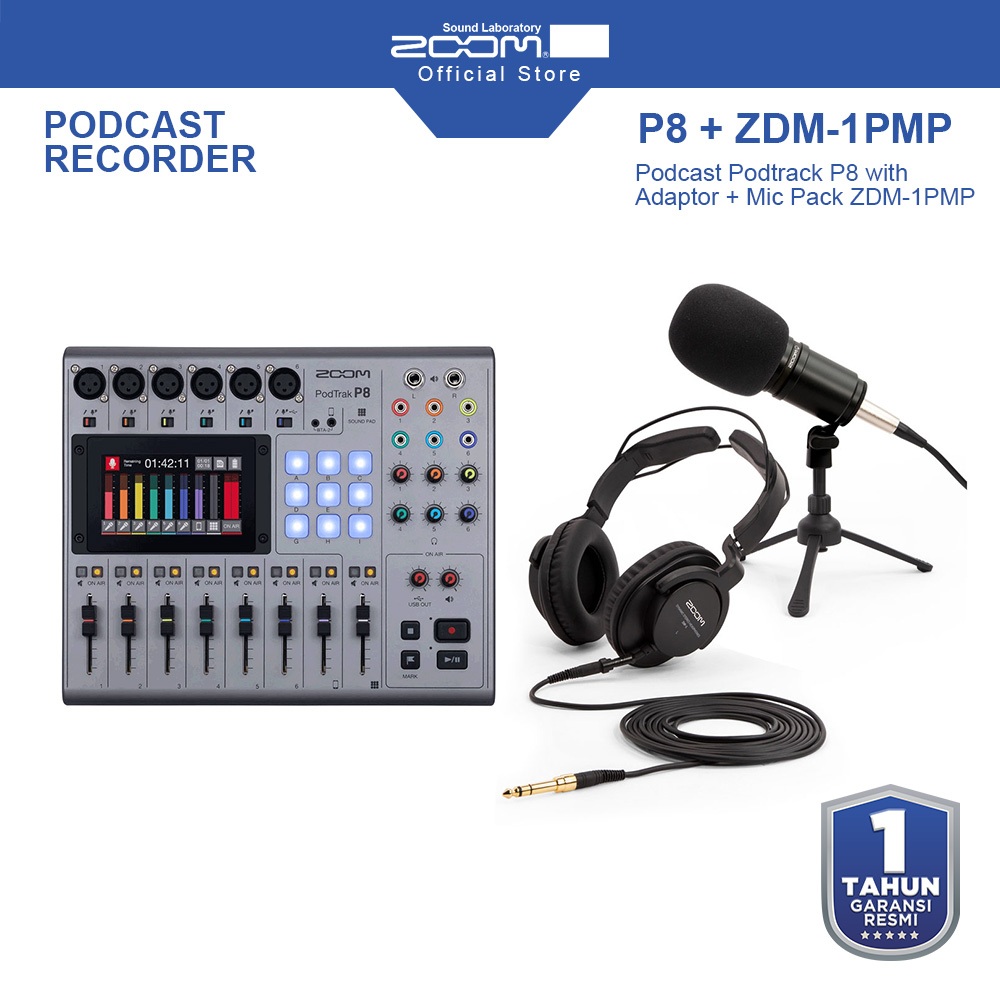 Jual [BUNDLE] Zoom Podcast Podtrack P8 with Adaptor + 4 Pcs Mic Pack ...