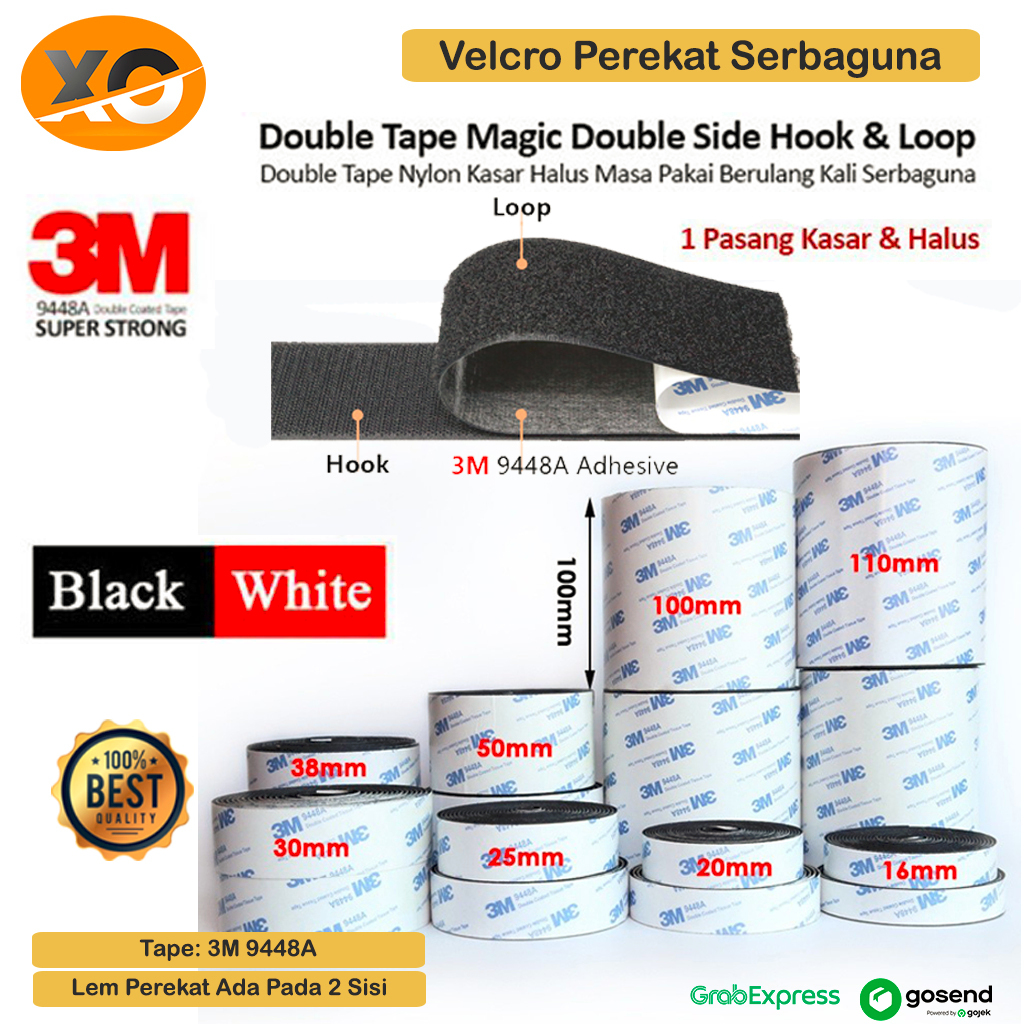 Jual Velcro Set Tape Double Tape Serbaguna 3M Biru Adhesive 2 Sisi ...
