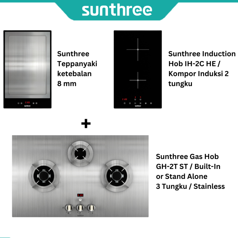 Jual SUNTHREE Bundle Teppanyaki + Induction Hob IH-2C HE + Gas Hob GH ...