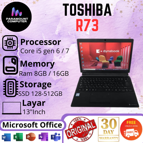 Jual TOSHIBA DynaBook R73 i5 gen 6 / 7 Ram 8GB / 16GB SSD 128GB-512GB ...