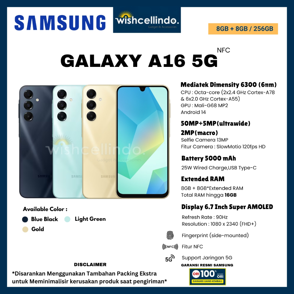 Jual HP SAMSUNG GALAXY A16 5G NFC 8/256,GALAXY A16 4G NFC 8/256,GALAXY A16 4G NFC 8/128 (GARANSI ...