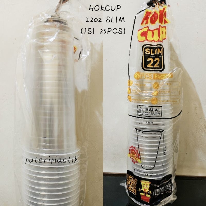 Jual HOK CUP Gelas Plastik Es Ukuran 22oz SLIM (ISI 25pcs) | Shopee ...