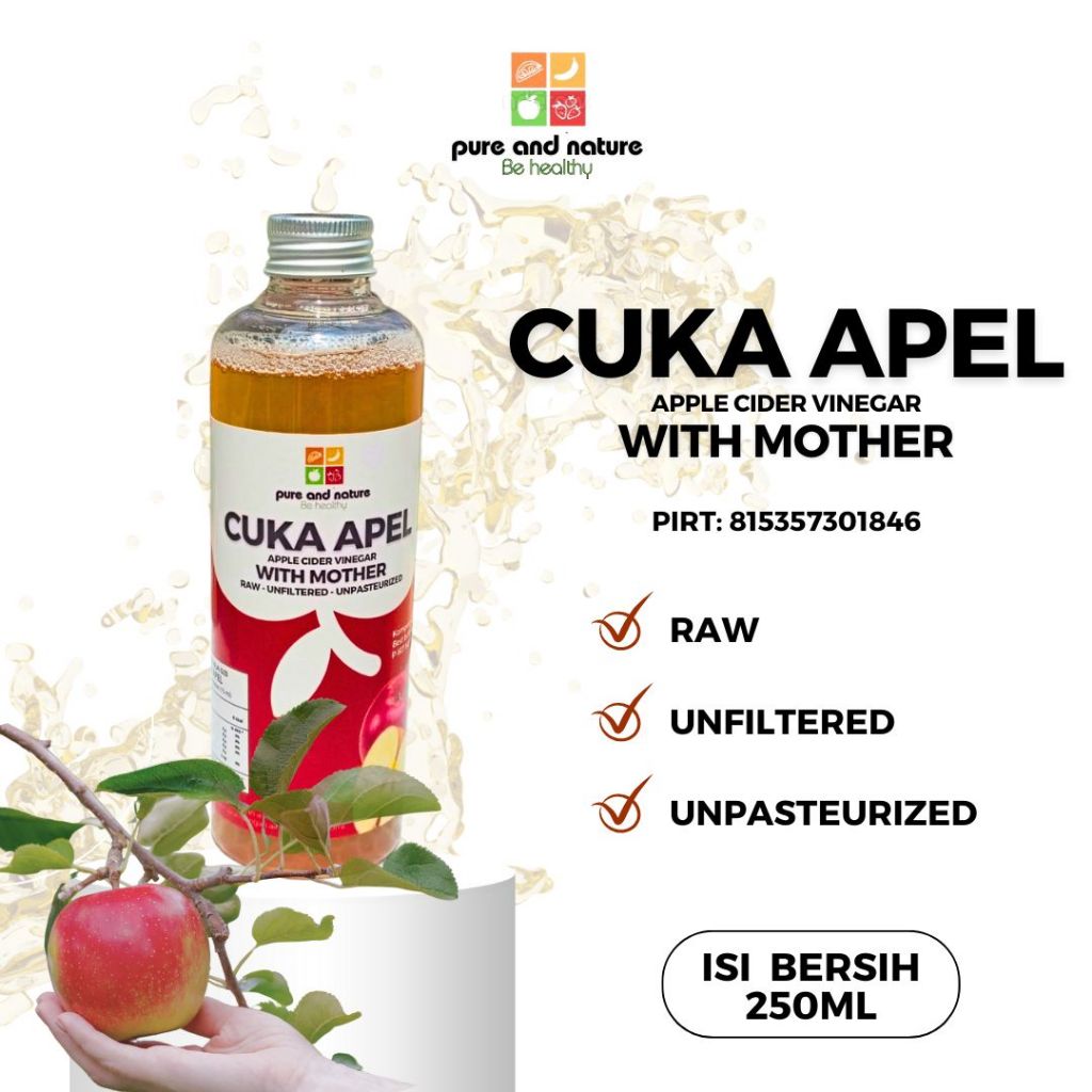 Jual Cuka Apel Pure and Nature Original 100 % Apple Cider Vinegar With ...