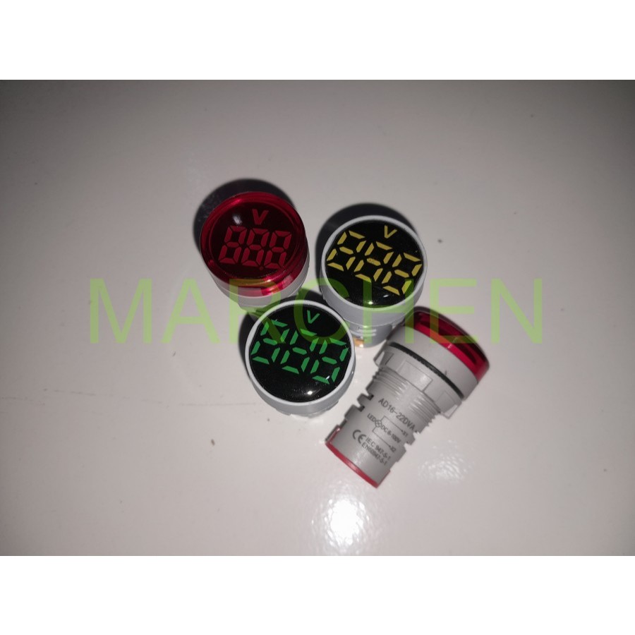 Jual Pilot Lamp Volt DC AD16-22V Lampu LED Volt Meter 6V - 100VDC ...