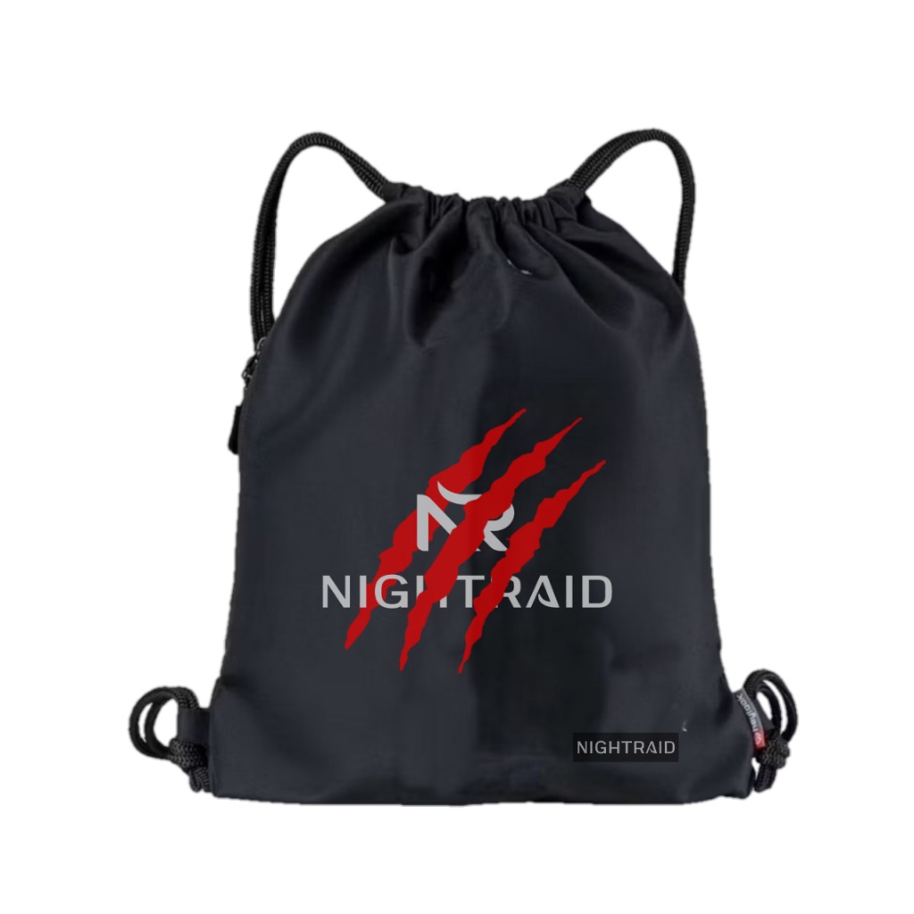 Jual Tas Serut Olahraga Hitam Simple Waterproof Font Nightraid | Shopee Indonesia