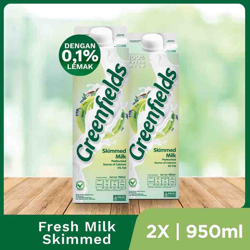 Jual [Twinpack] Susu Segar Greenfields - Fresh Milk Skimmed 950ml x 2pcs | Shopee Indonesia