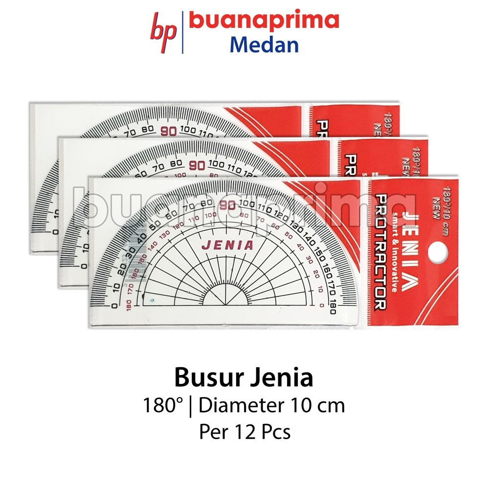 Jual BUSUR JENIA PER LUSIN 180 Derajat 10 cm per 12 pcs Penggaris ...