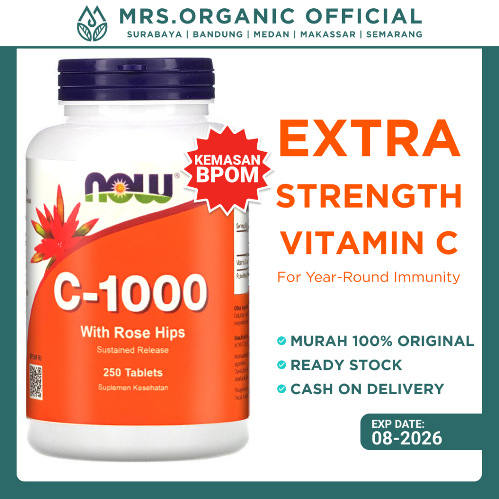 Jual Vitamin Suplemen Kesehatan dan Imun Tubuh C-1000 C1000 Dengan Rose Hips Now 250 Tablet ...