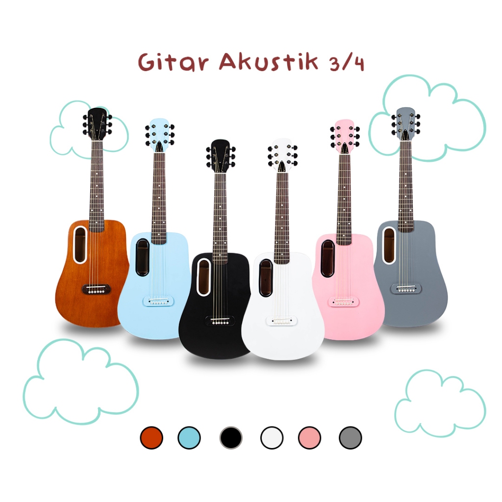 Jual Gitar Akustik 3/4 Model Lava Tanam Besi Bonus Tas dan Pick ...