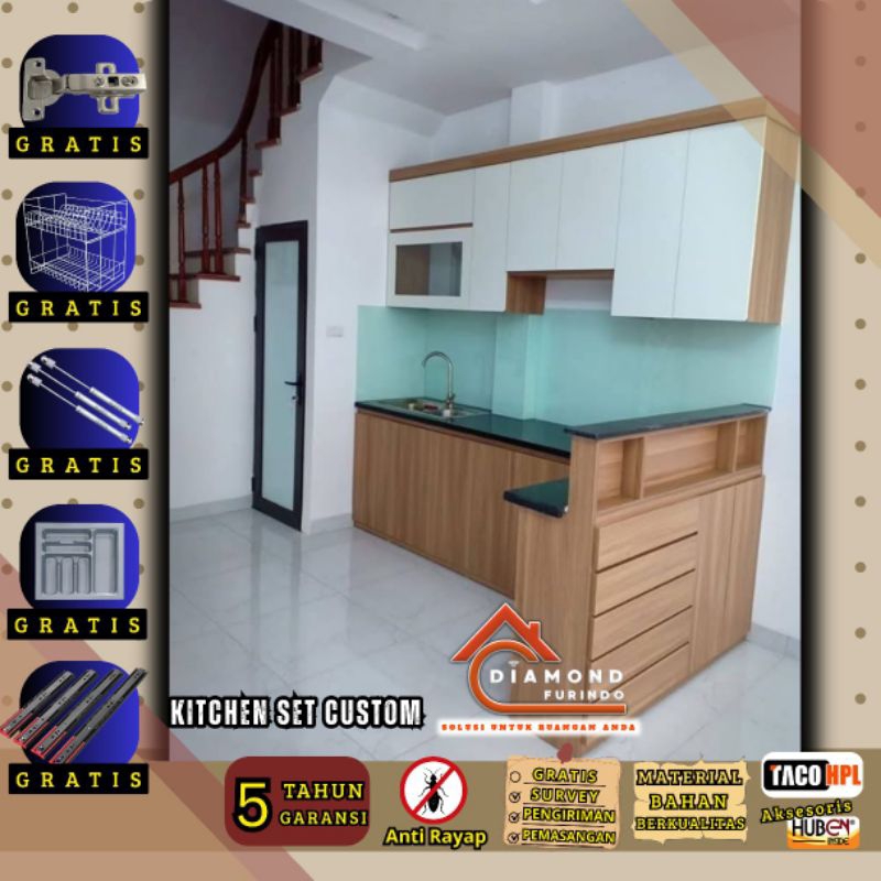 Jual Kitchen set custom minimalist Tebal bahan multiplek 18mm Finishing ...