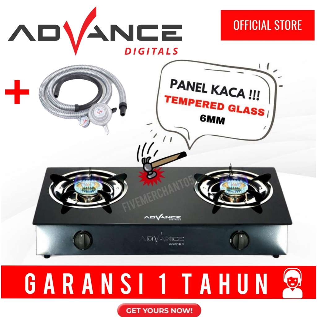 Jual Kompor Gas Advance GB 200 K 2 Tungku Kaca Tempered Glass Kompor ...
