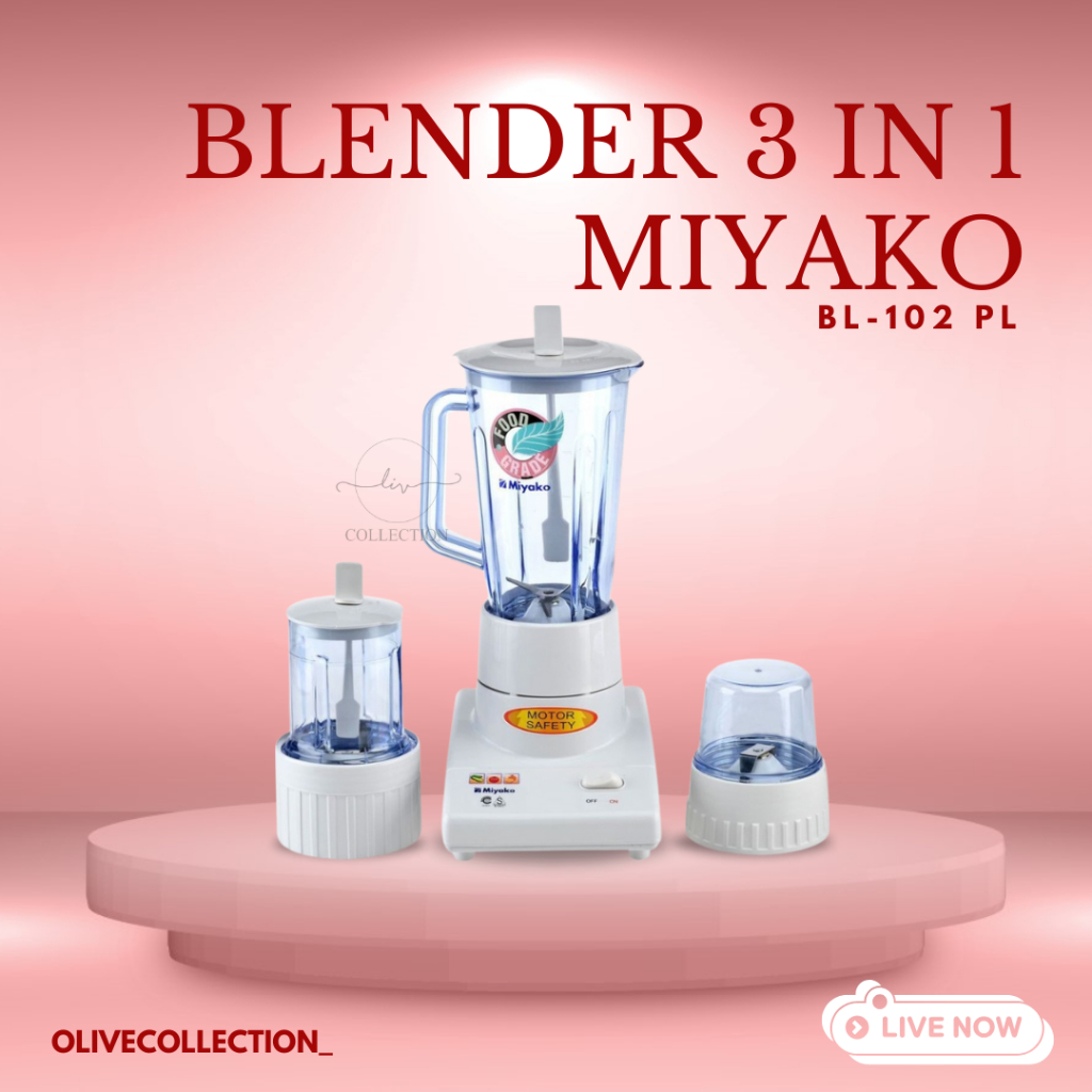 Jual MIYAKO BLENDER PLASTIK 3 IN 1 BL-102 PL / BL-102PL ORIGINAL ...