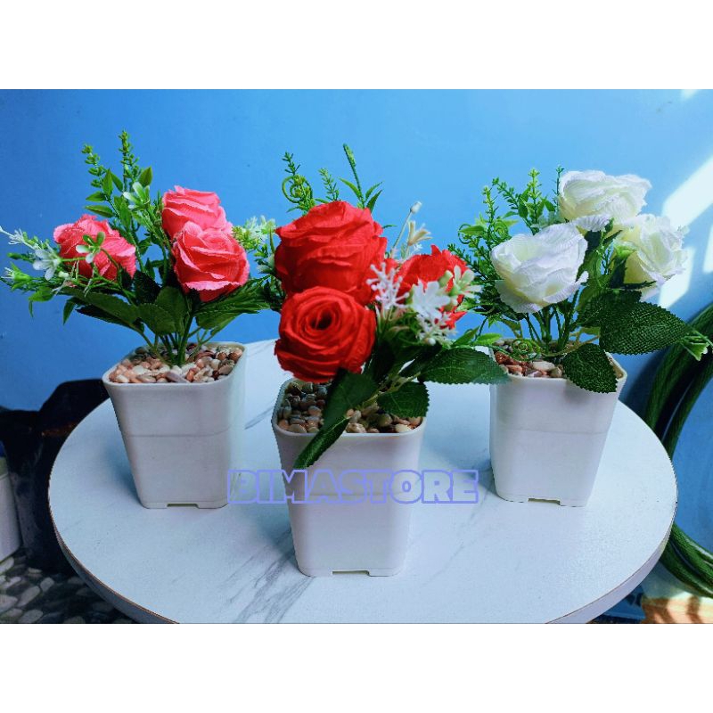 Jual BUNGA PLASTIK DEKORASI RUMAH/BUNGA HIAS ROSE7S ARTIFICIAL POT ...