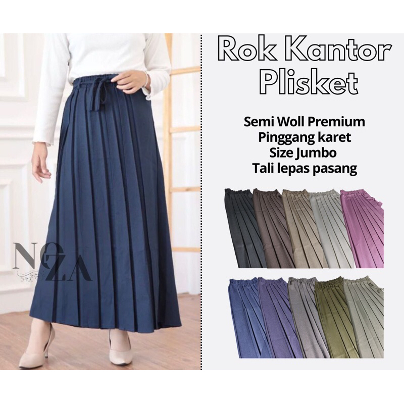 Jual ROK PLISKET SEMIWOOL JUMBO / ROK KANTOR WANITA / ROK KERJA WANITA ...