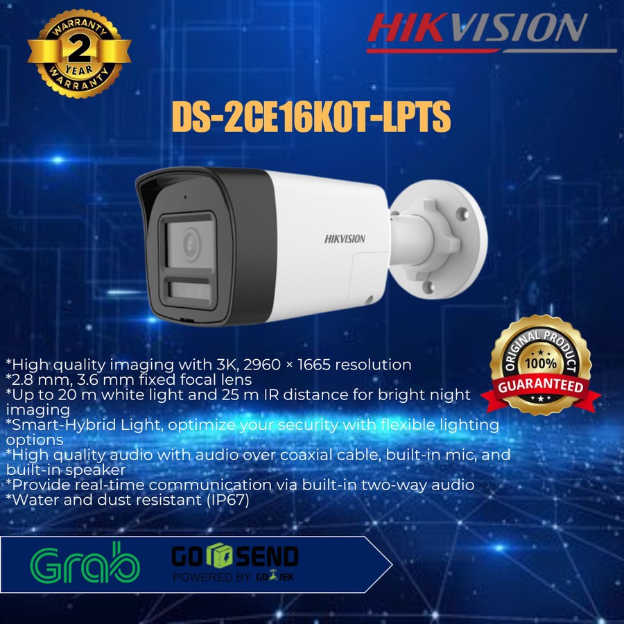 Jual CAMERA HIKVISION ANALOG 5MP OUTDOOR TWO-WAY AUDIO DS-2CE16K0T-LPTS | Shopee Indonesia