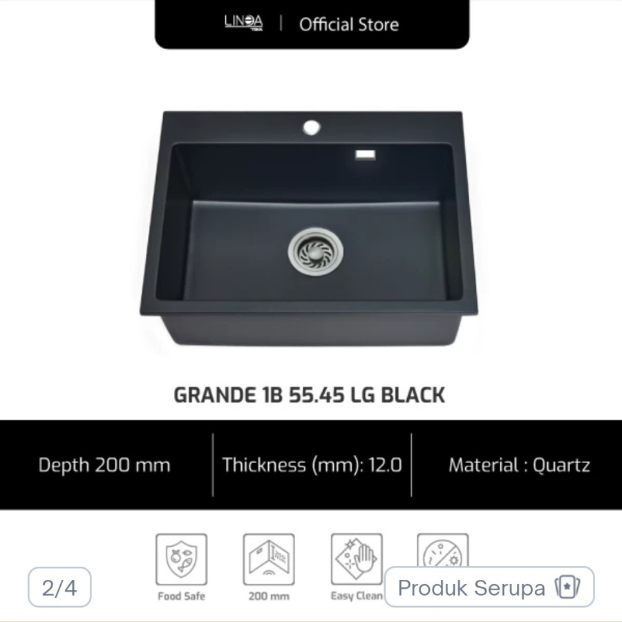 Jual Kitchen Sink Linea By Teka Grande 55 45 Black - Bak Cuci Piring ...