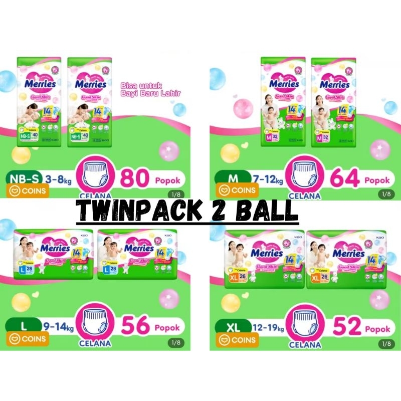 Jual Merries Good Skin Pants Twinpack 2 Ball / NB-S40 / M32 / L28 ...