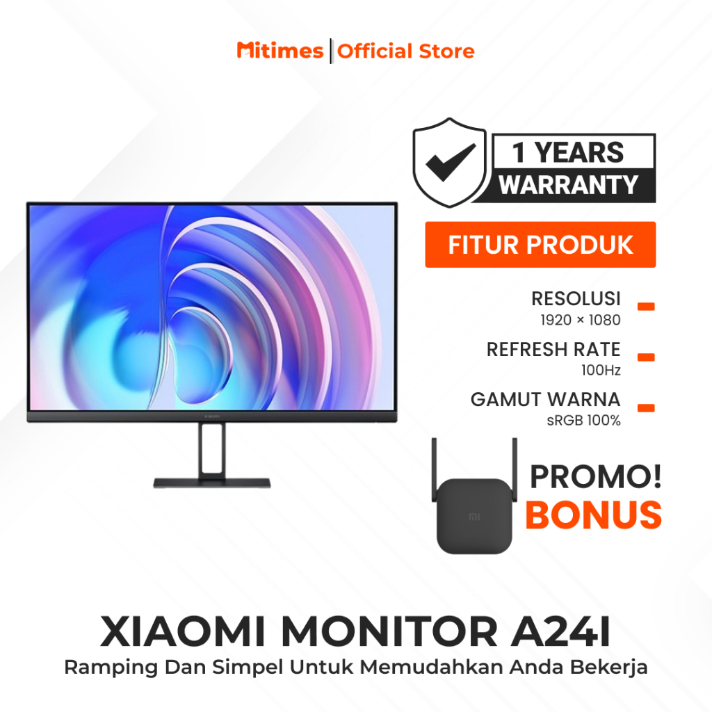 Jual Xiaomi Monitor A24i 1080P Refresh Rate 100Hz 6ms Colors Gamut 99% ...