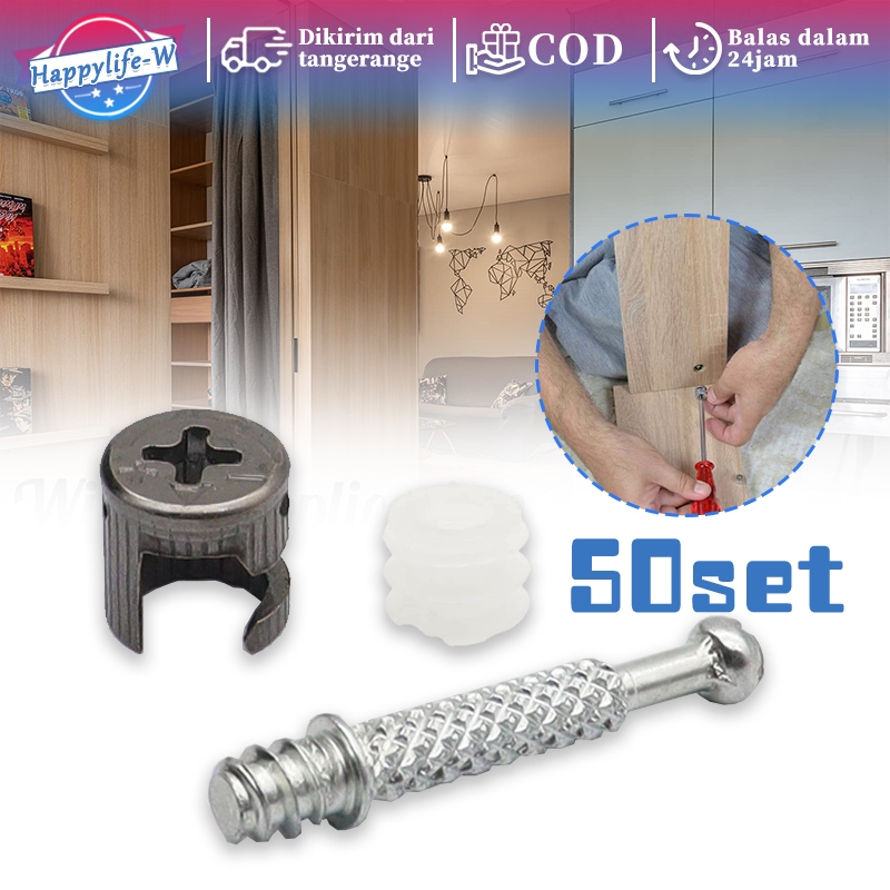 Jual Baut Knock Down Minifix 50set Sambungan Kayu Socket Furniture 3 In ...