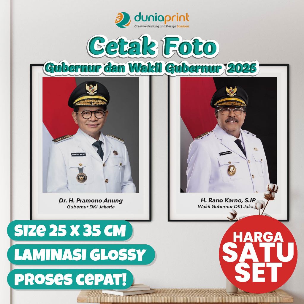 Jual Cetak Foto | Foto Gubernur dan Wakil Gubernur DKI Jakarta | Pramono Rano | Gubernur 2025 ...