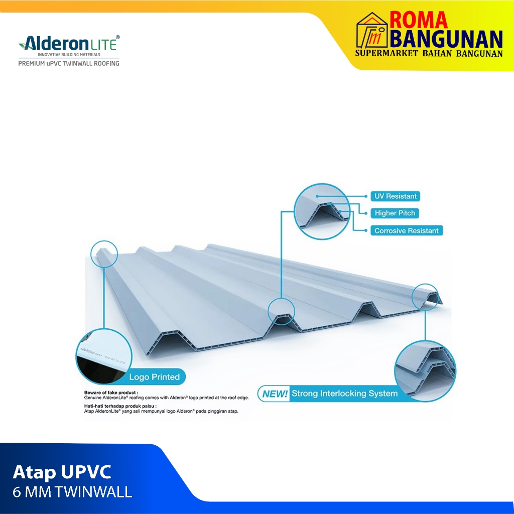 Jual Alderon Atap Genteng / Lite Twinwall 6mm 6MiliMeter 4 MiliMeter ...