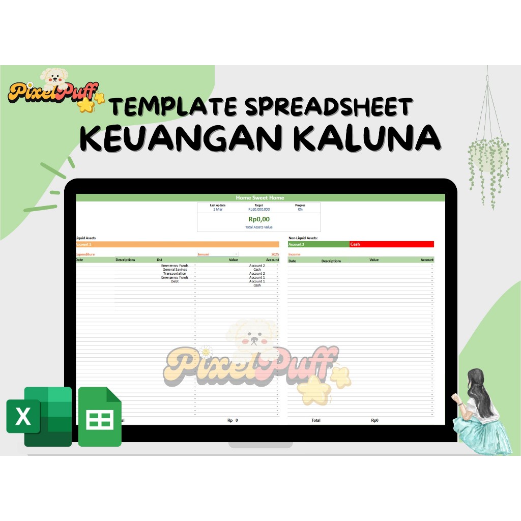 Jual Template Keuangan Kaluna - Template Spreadsheet Keuangan Template ...