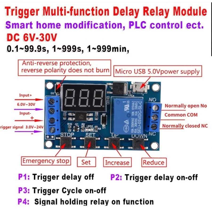 Jual Relay Timer Delay Modul Display 4Tombol Digital DC Time Module Switch Control Circuit ...