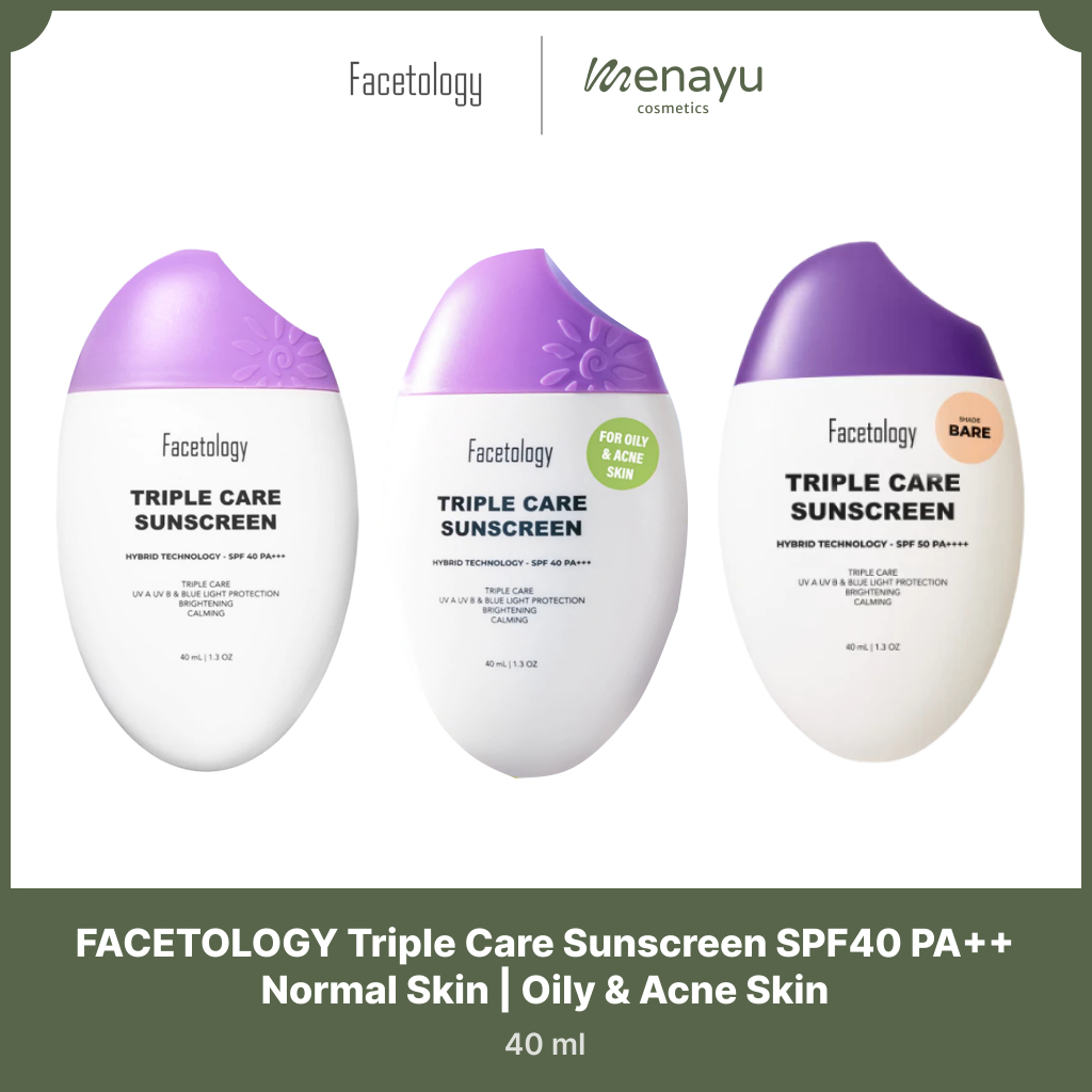 Jual Menayu - FACETOLOGY Triple Care Sunscreen SPF40 PA+++ 40ml For Normal Skin | FACETOLOGY ...