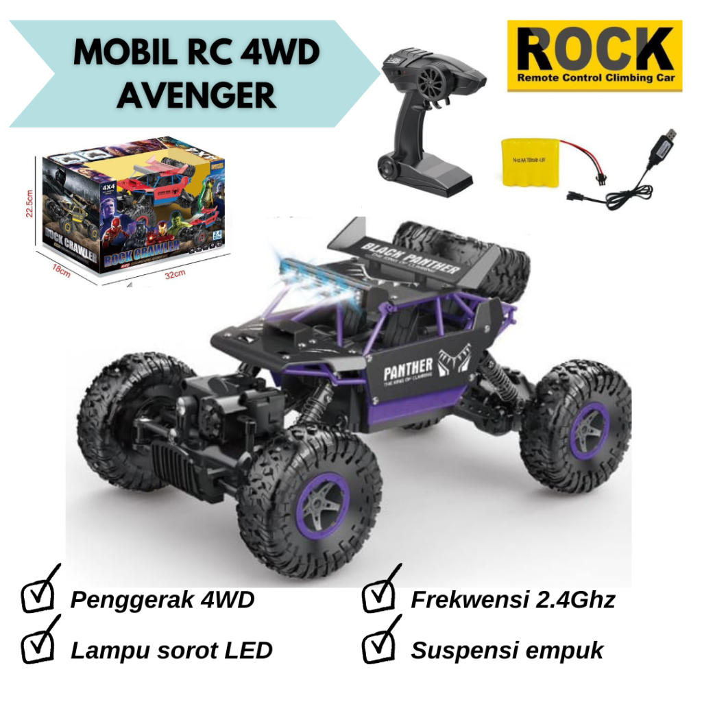 Jual Mobil Remote Control Besar 4WD Avenger LED Bodi Metal | Shopee ...