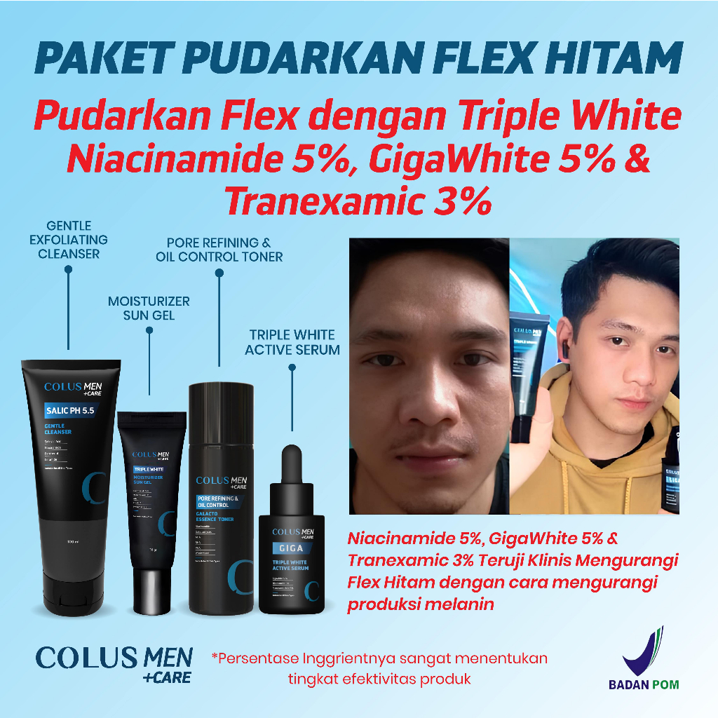 Jual COLUS MEN Paket Skincare BEBAS FLEX HITAM | Skincare Pria ...